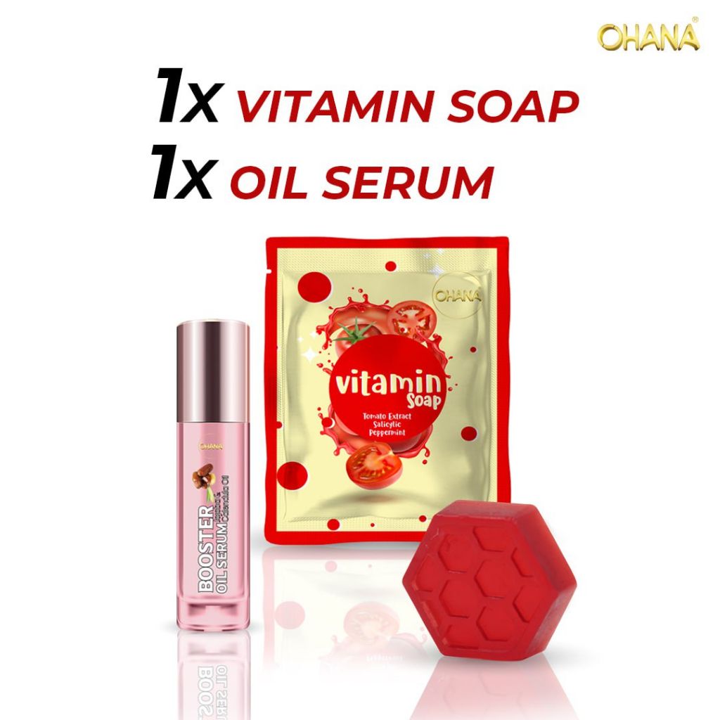 𝐎𝐇𝐀𝐍𝐀 Skincare Set Booster Serum (10ml) + Vitamin Soap (17g) Dry Skin ...