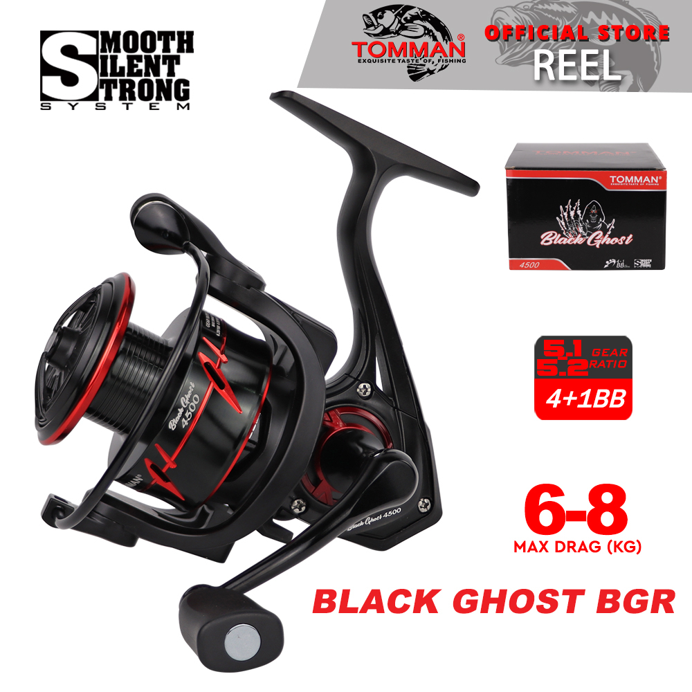 Tomman Black Ghost BGR Spinning Fishing Reel (6-8kg) Maxdrag | Shopee ...