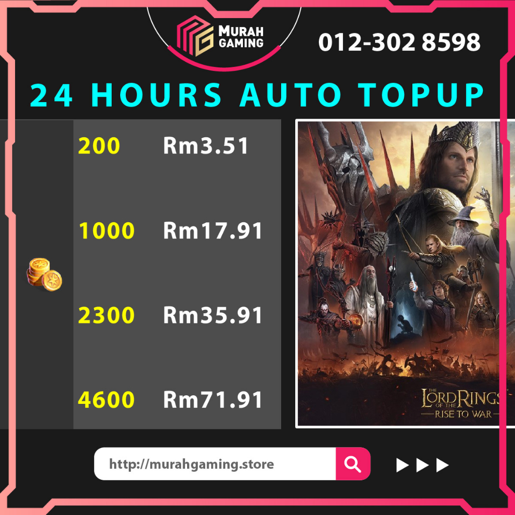 Top up The Lord of the Rings: Rise to War Gems in seconds 24H | Shopee ...