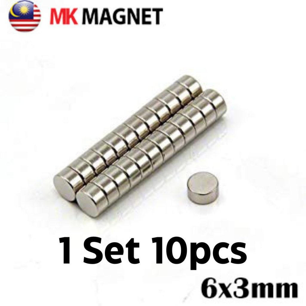 *1Set 10Pcs* 6x3mm Neodymium Magnet Silver Round Disc Super Strong ...