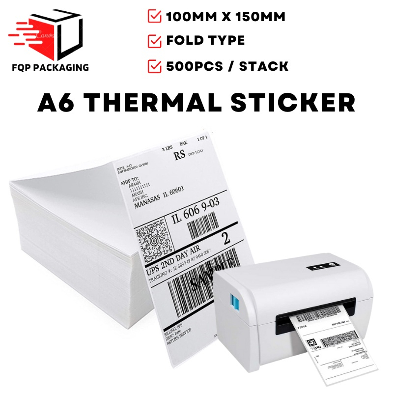 AWB Sticker A6 Thermal Sticker Roll Thermal Label Sticker 100mm*150mm ...