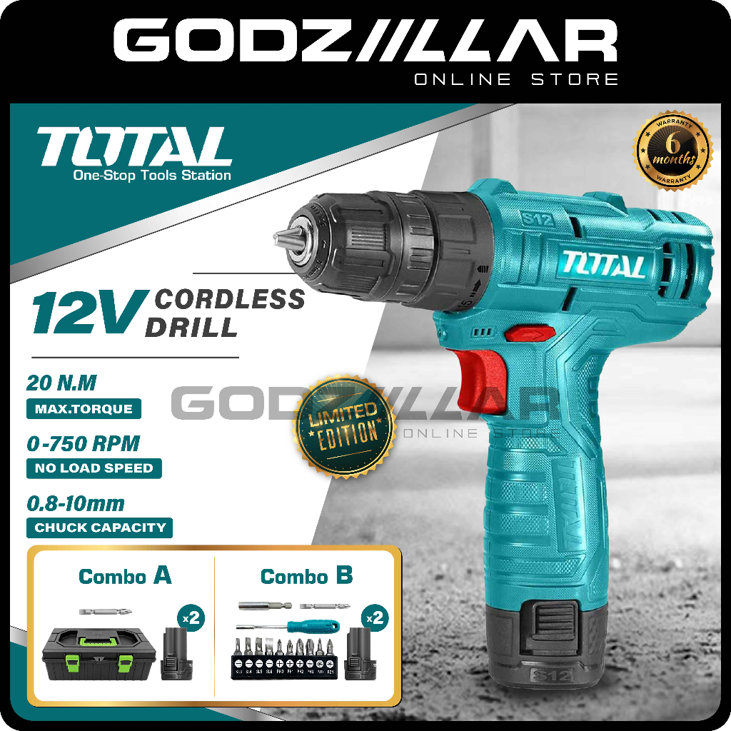(Mega Sale) (Combo Set) Total 12V Li-ion Cordless Drill | TDLI12415 ...