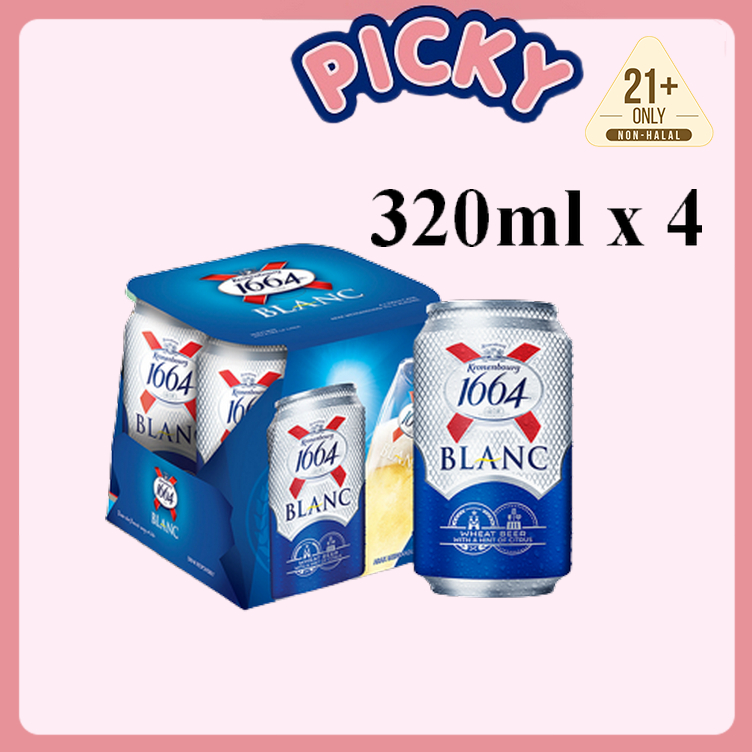 1664 Blanc Beer Can Premium Wheat Beer 5.0% Alcohol (320ml x 4 ...