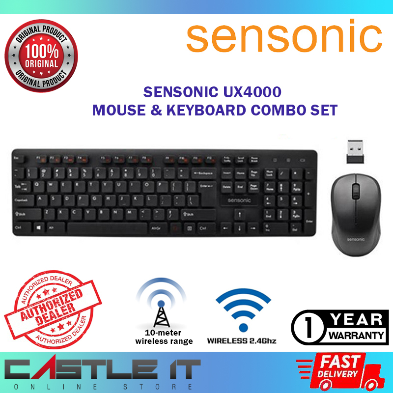 SENSONIC UX4000 2.4GHZ WIRELESS 1000DPI MOUSE&KEYBOARD COMBO SET ...