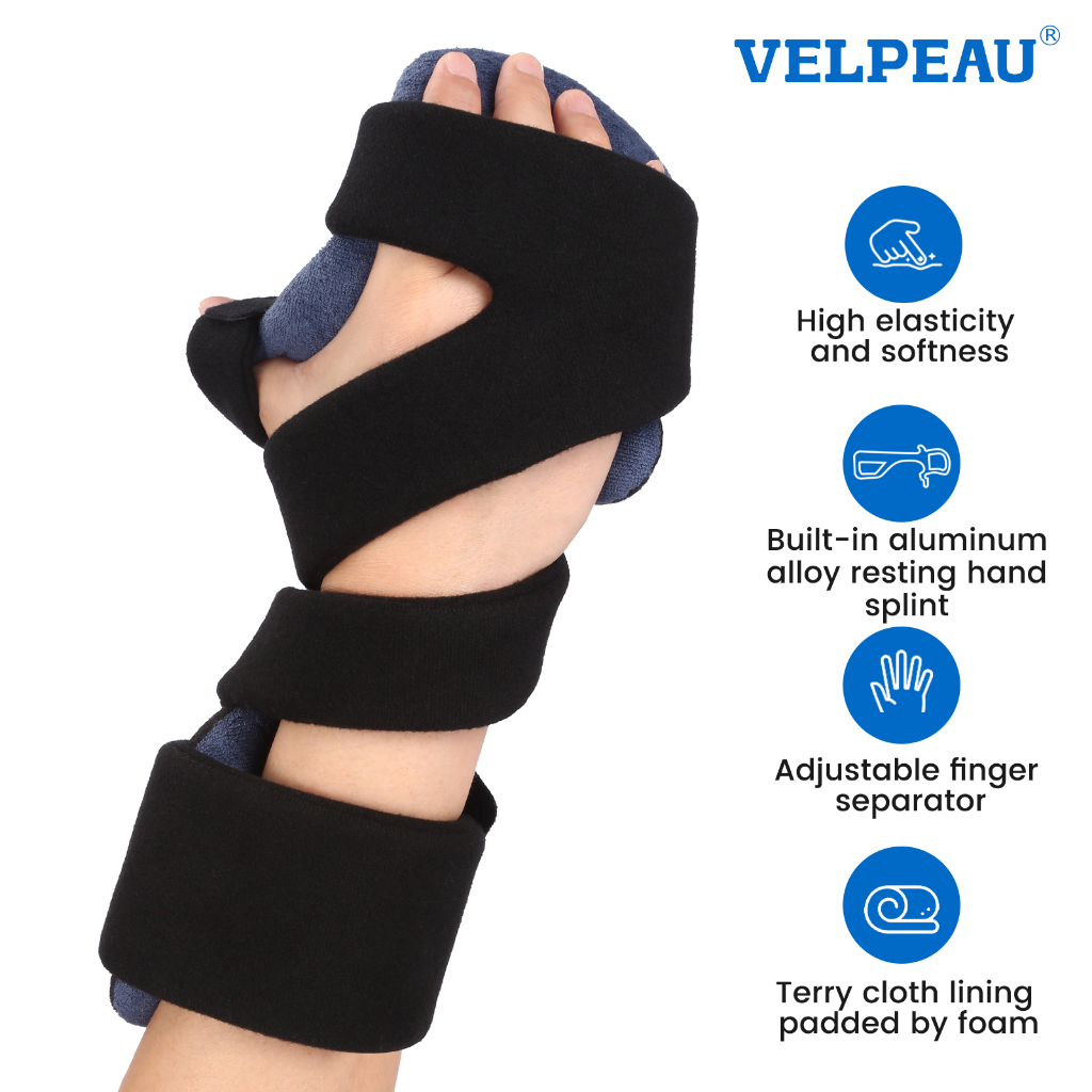 VELPEAU Stroke Resting Hand Splint - Night Immobilizer Wrist Brace ...