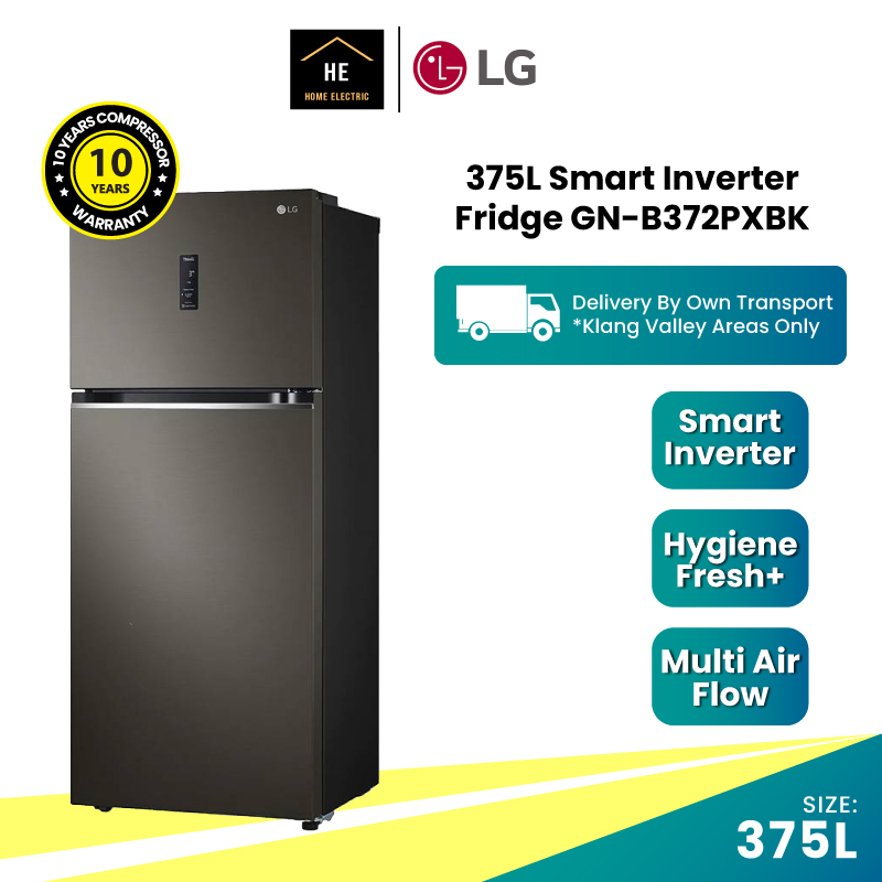 LG 375L Smart Inverter Fridge Refrigerator GN-B372PXBK Peti Ais Peti ...