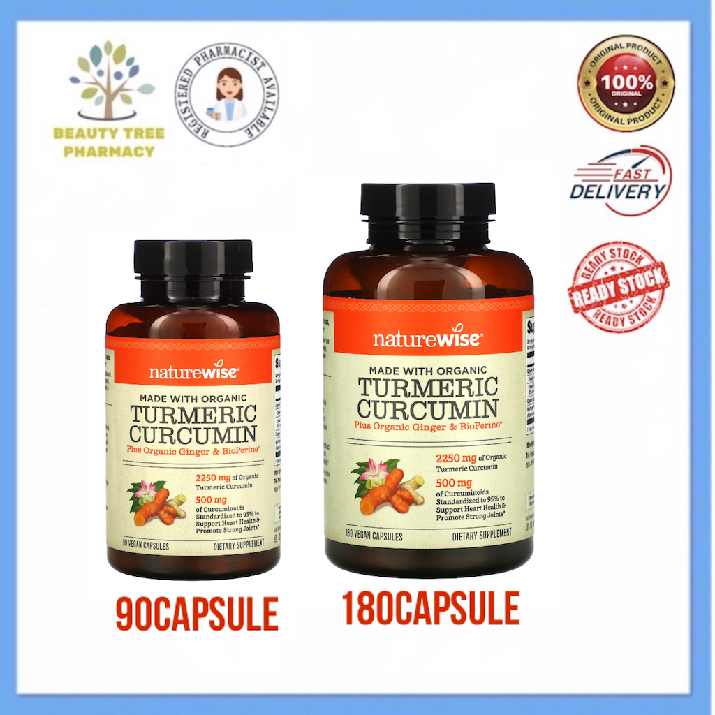 NatureWise Turmeric Curcumin 2250mg + Bioperine 90 / 180 capsules ...