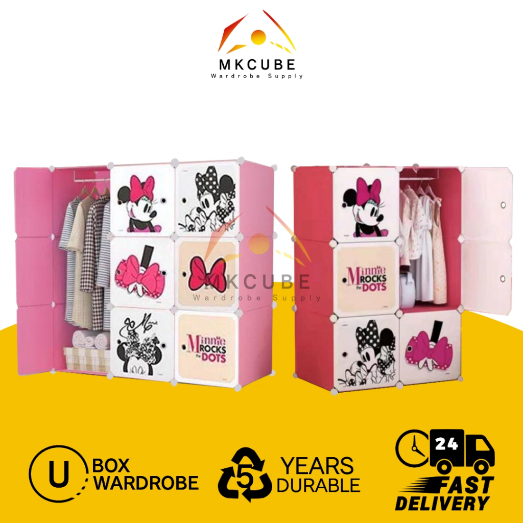 DIY Cartoon Minnie Mouse Clothing Wardrobe almari baju kanak kanak ...