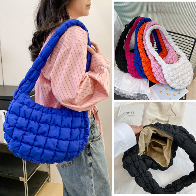 Baggie (Ready Stock) Women Shoulder Bags Hobo Style Medium Quilted Cloud Bag Bubble Korean Tote ...
