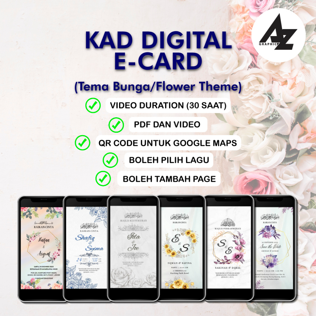Kad Kahwin Digital TEMA BUNGA Digital Wedding Card FLOWER THEME ...
