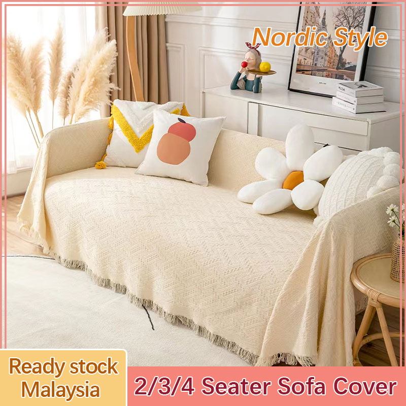 Ready stock！Modern Sofa Cover 2 3 4 ins seat cove cotton Seater White ...