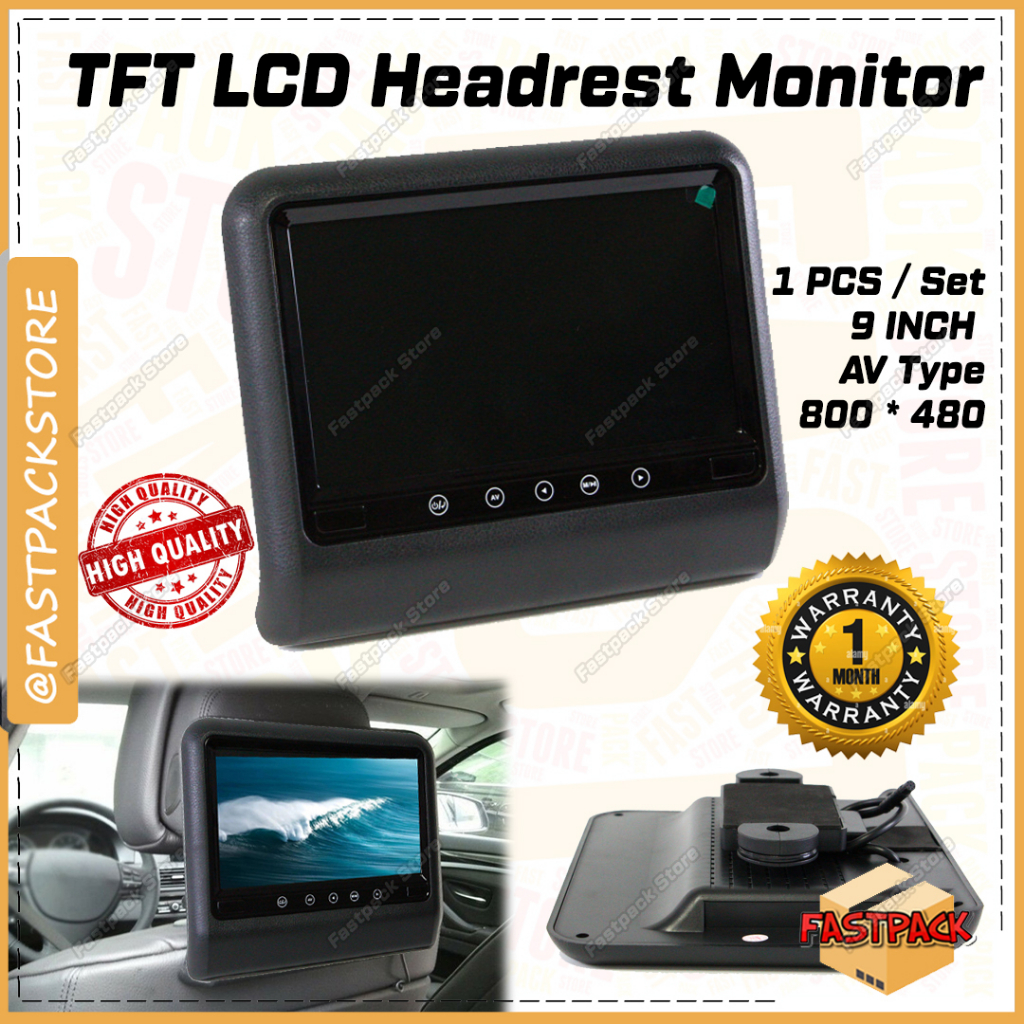 Type 12V 9 Inch Ultra Thin LCD TFT Active Clip On Headrest Monitor AV ...