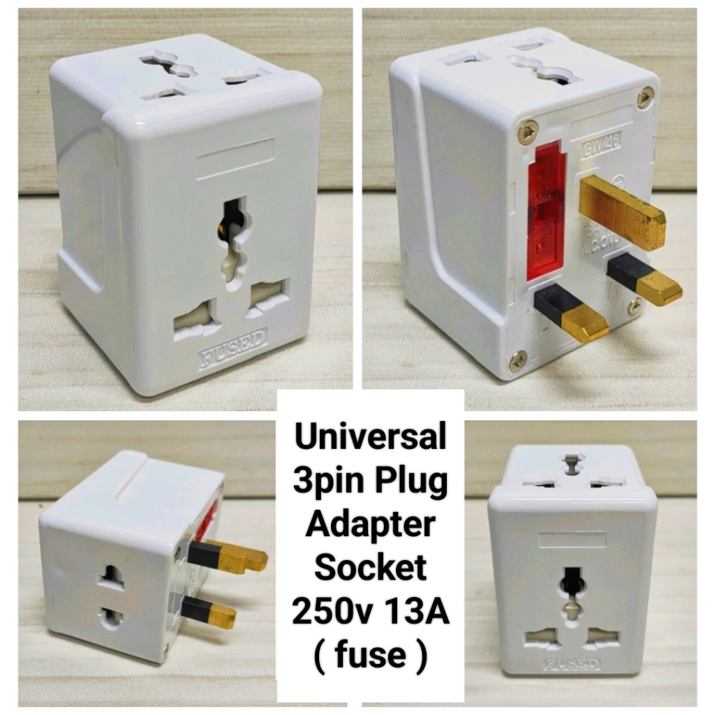 Universal 3pin Plug Adapter Socket 250V 13A Multi-function socket Soket penukaran 10A soket ...