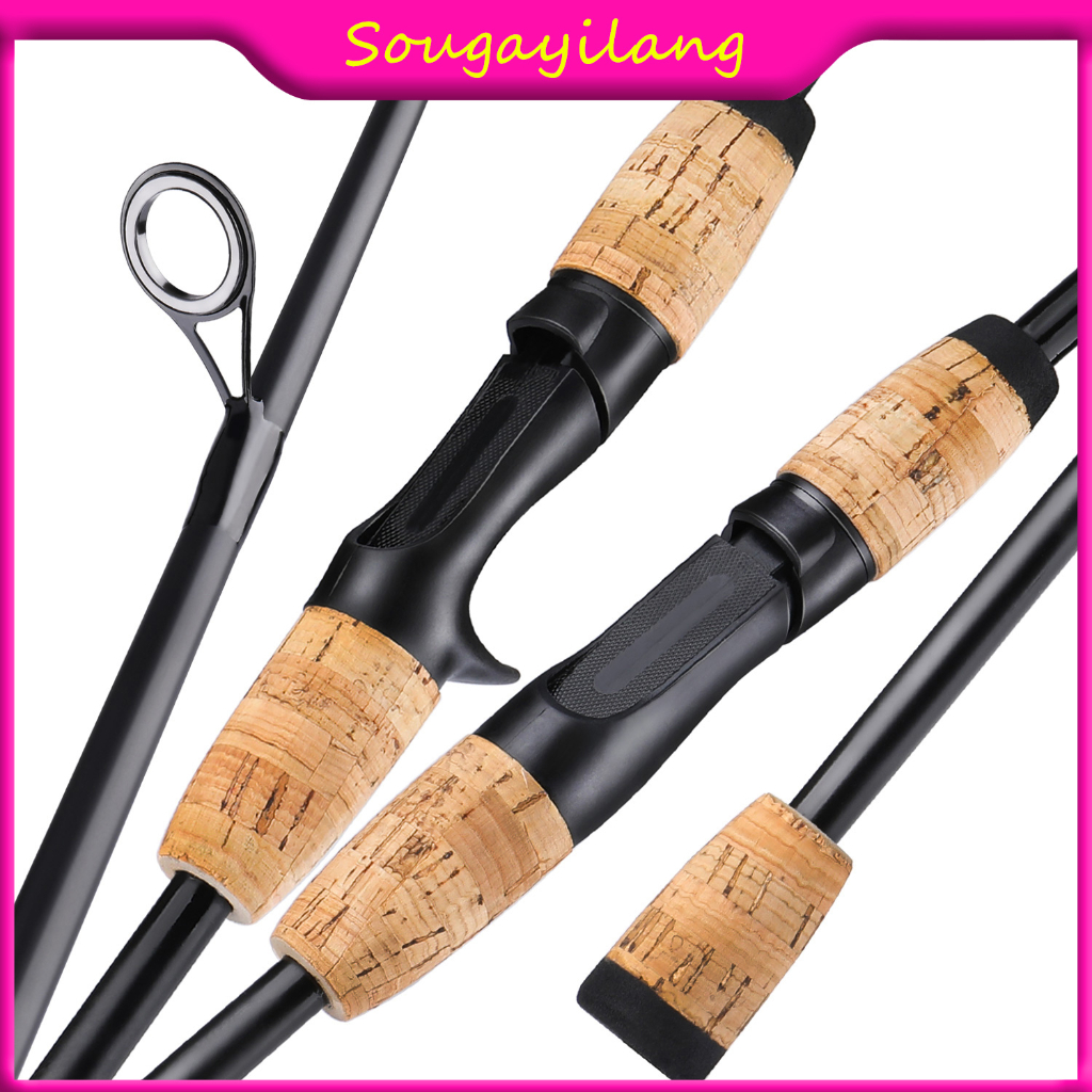 Sougayilang Spinning/Casting Rod With Wood Handle 2 Sections Fishing ...