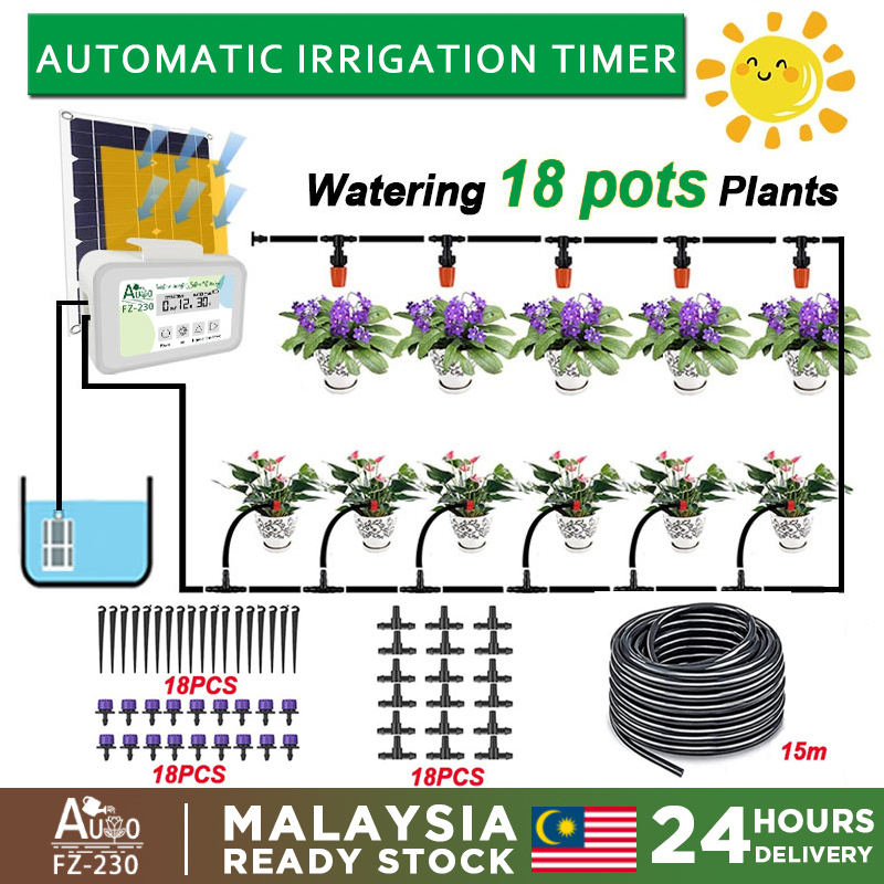 HOT🔥 Solar Auto Watering System Drip Irrigation System Programmable ...