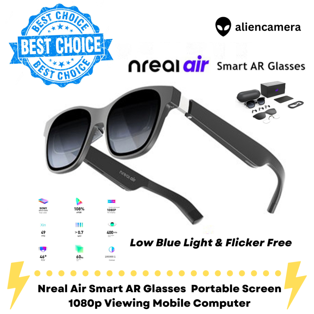 Nreal Air AR Glasses Xreal Smart Glasses Micro-OLED Virtual Theater Augmented Reality Watch ...