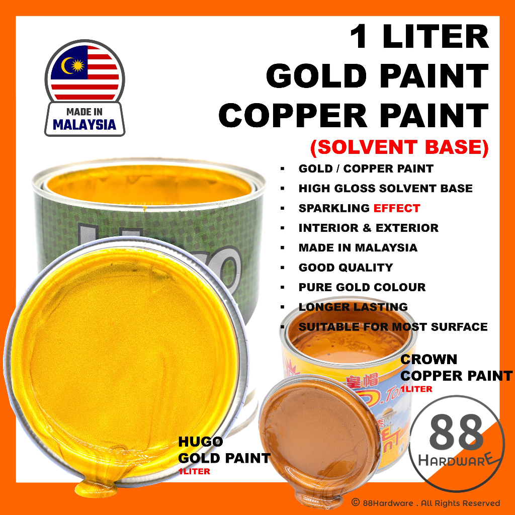 1L GOLD PAINT / COPPER PAINT / CAT MINYAK / CAT EMAS / CAT WROUGHT IRON ...