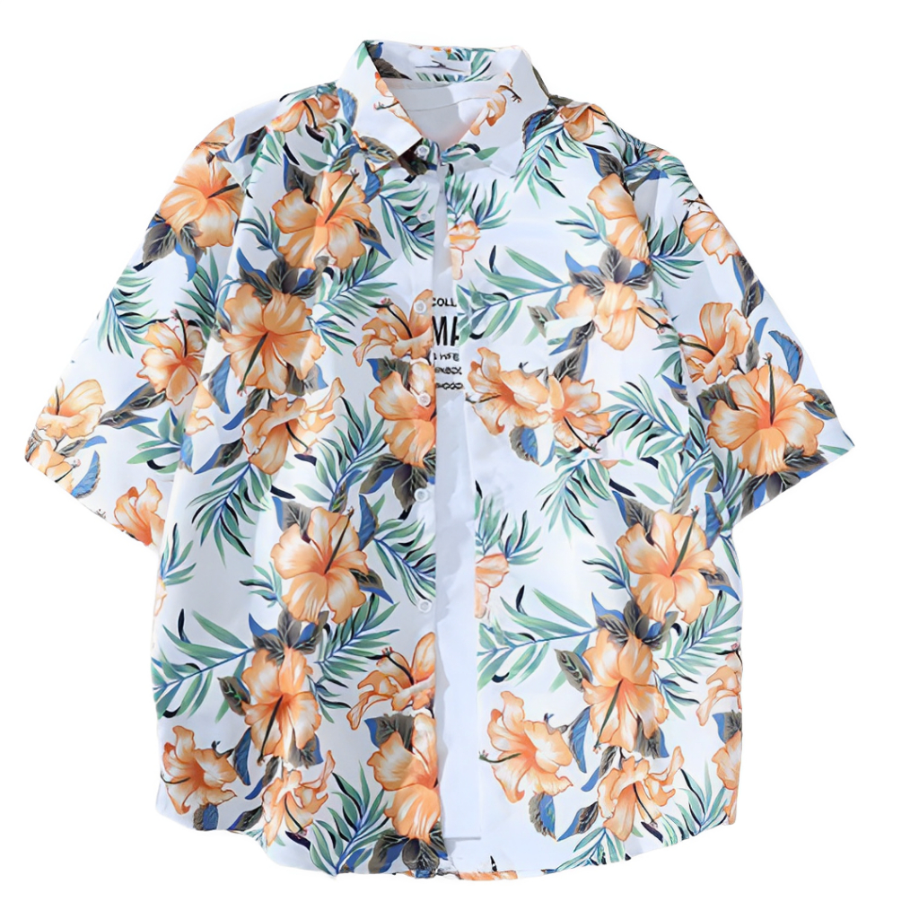 Hawaii Beachwear Shirt lelaki bunga pantai retro longgar baju lengan ...