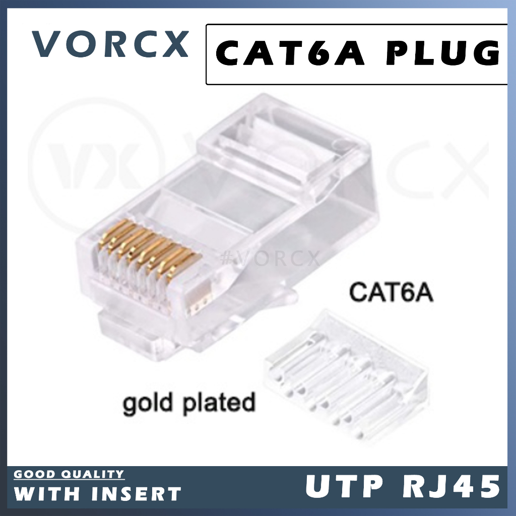 MP5 CAT6A RJ45 UTP Modular Plug Connector Gold Plated with Insert ...