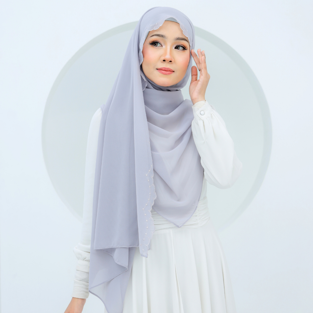Zephia Tudung Shawl Sulam Tepi Chiffon Bunga Hijab Sulam Shawl Pengantin Embroided Side Tudung ...