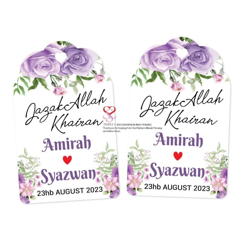 GT001 - 100pcs Wedding Gift Tags, Thank You Tags, Label Terima Kasih ...