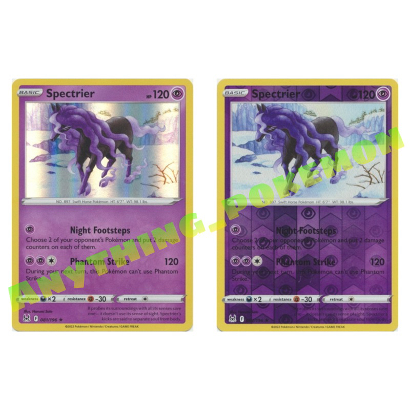 Pokemon Card - Spectrier (081/196) - HOLO RARE/REVERSE HOLO - Sword ...