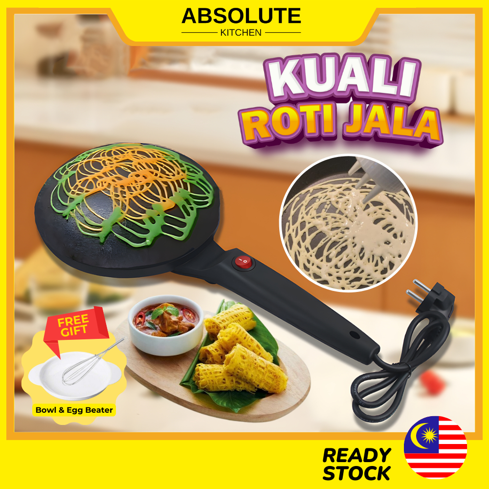 READY STOCK🇲🇾 Electric Roti Jala Maker Durian Crepe Machine Non-Stick ...