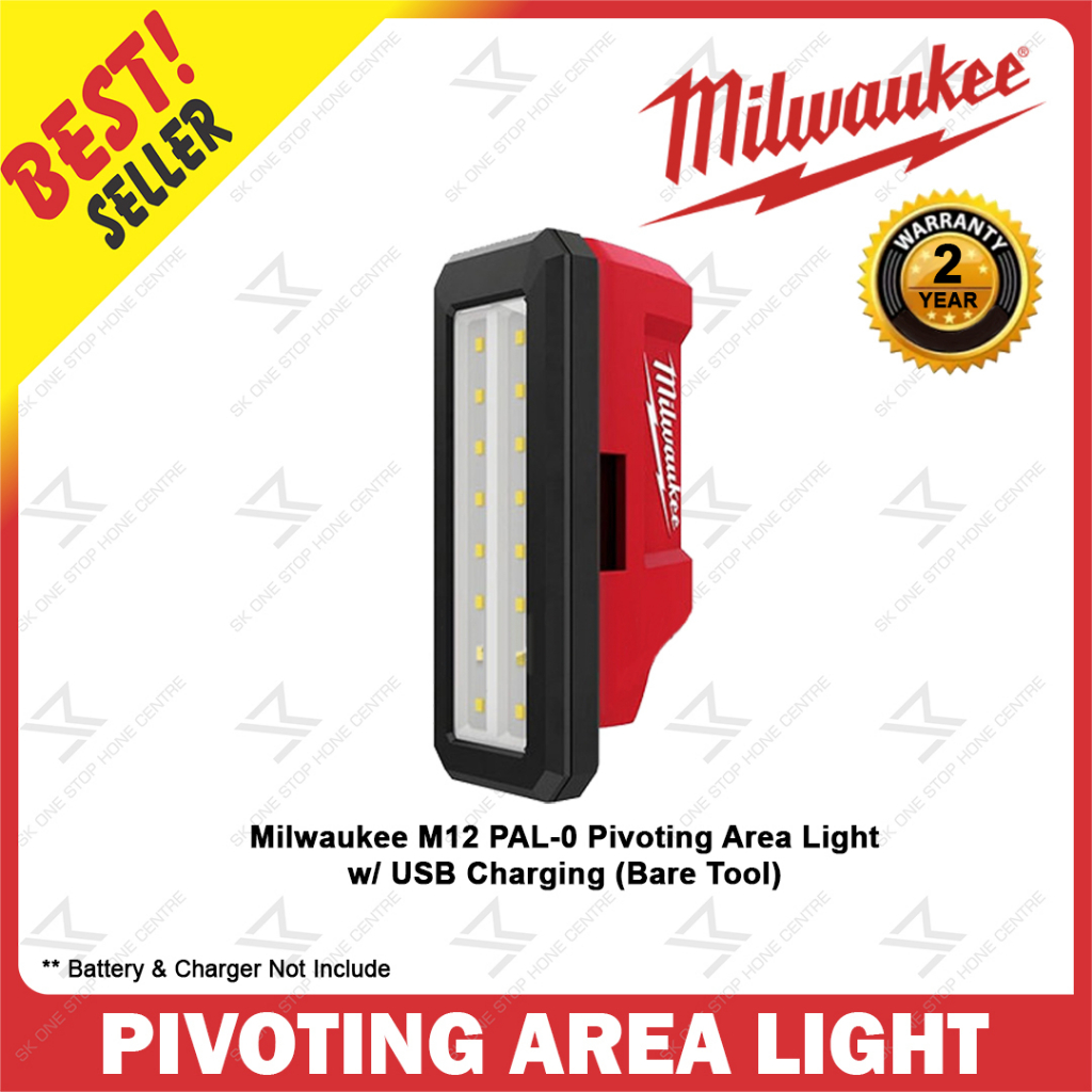 Milwaukee M12 PAL-0 Pivoting Area Light w/ USB Charging ( Bare Tool ...