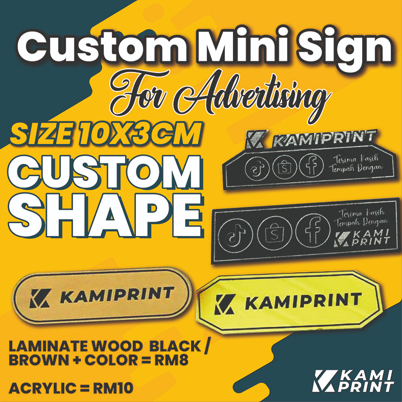 Custom shape Mini Sign For Advertising / Mini signage Logo / PLAT NAMA ...