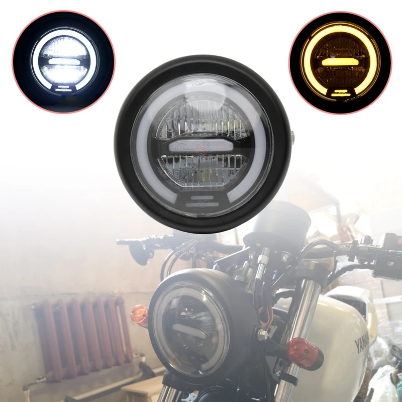 RETRO MOTORCYCLE FRONT LED HEADLIGHT HEAD LAMP LED LIGHT MOTORBIKE ...