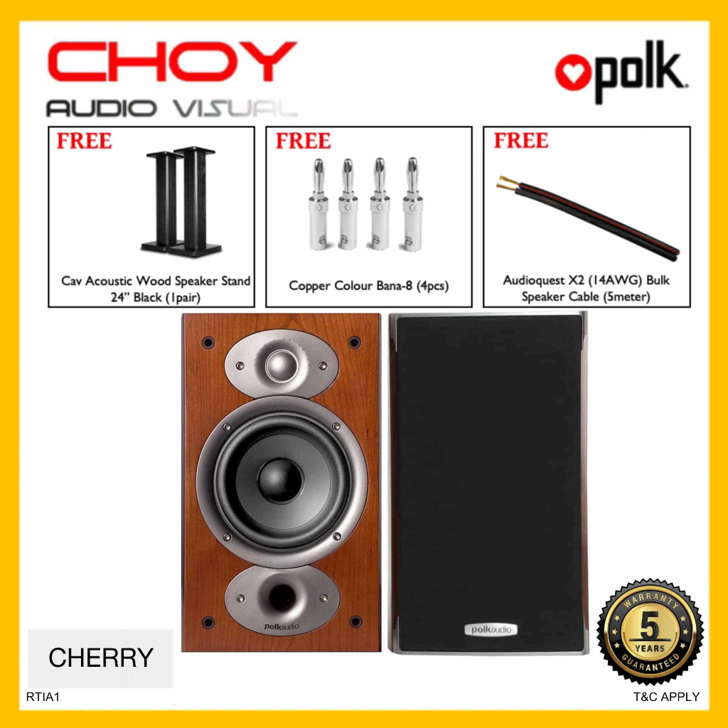 Polk Audio RTI A1 Bookshelf speakers - Pair (Cherry) | Shopee Malaysia
