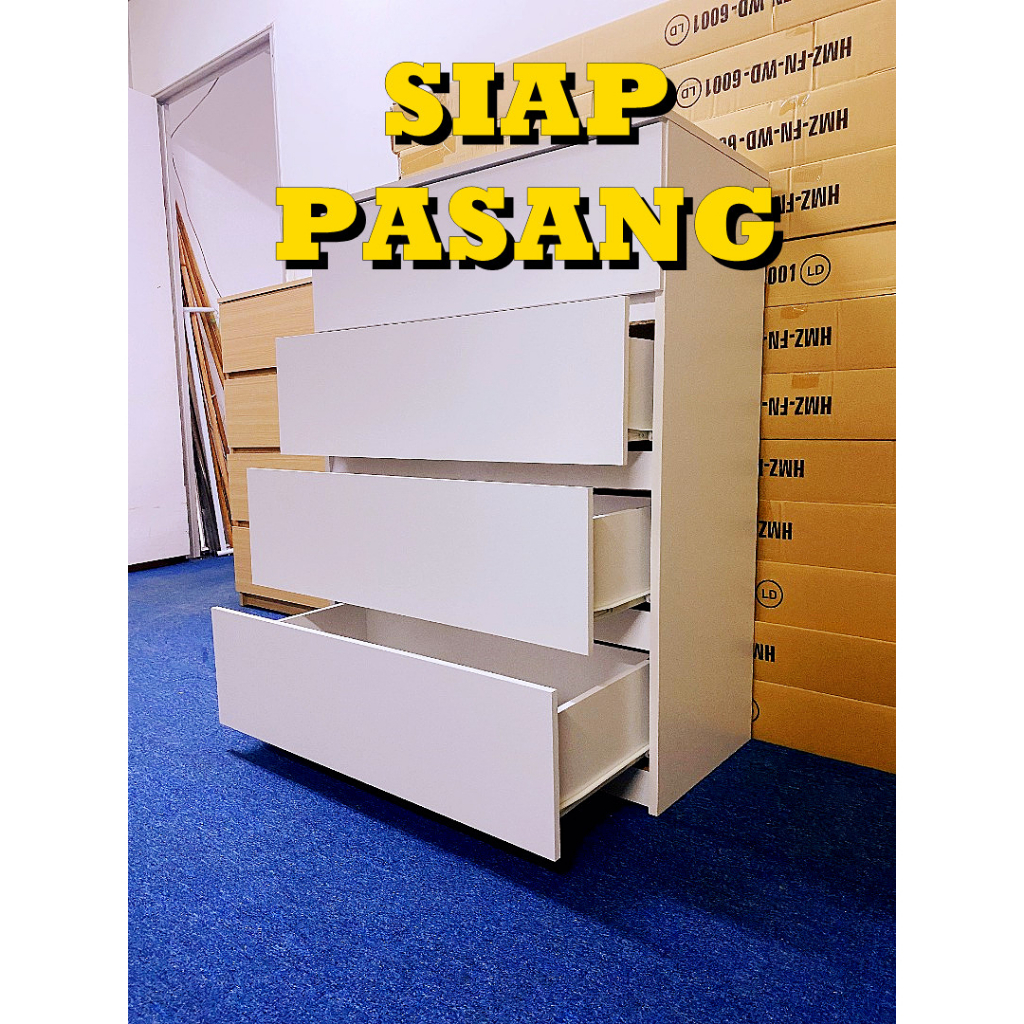 HOT ITEM Chest Drawer 4 Layer Tier Quality Terbaik Tinggi 104cm ️ ️Siap ...
