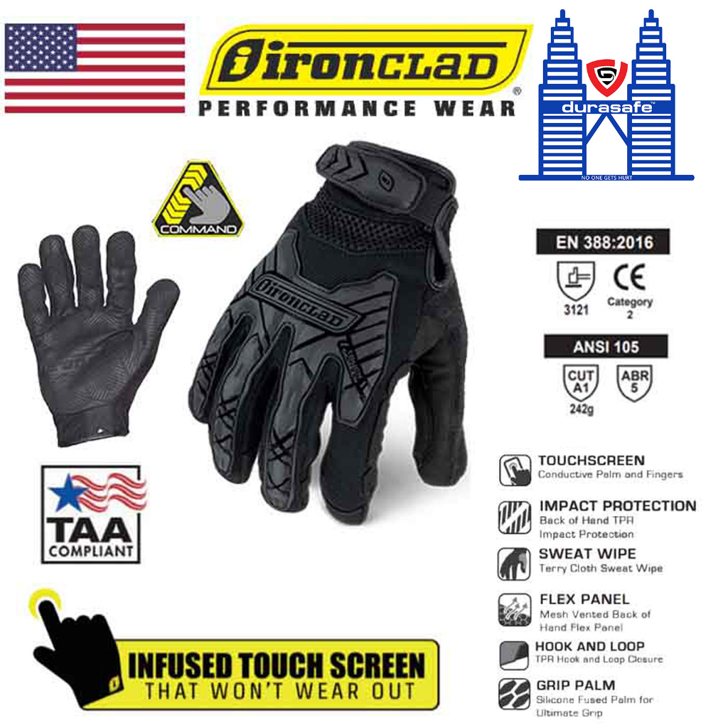 IRONCLAD IEXT-GIBLK TACTICAL Impact Grip Glove Black | Shopee Malaysia