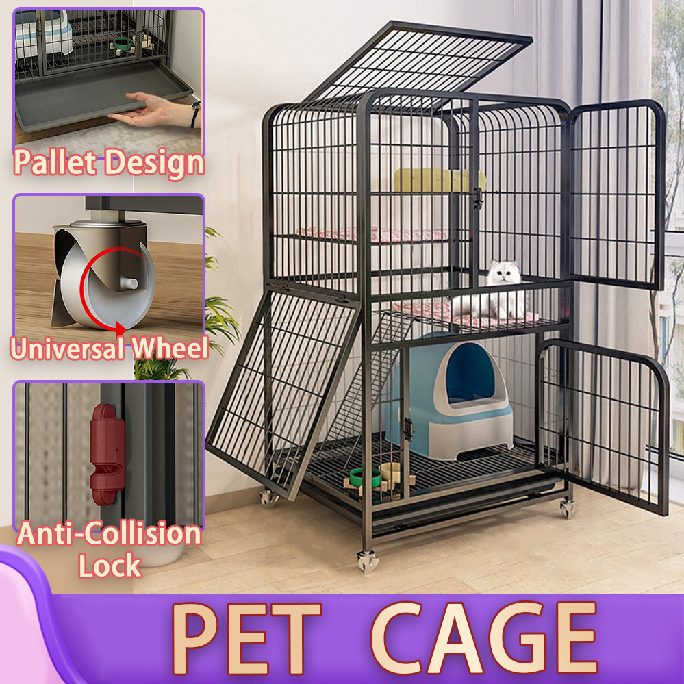2 /3/4 Tier Cat Cage Large Sangkar Kucing Besar Tingkat Pets Cages Cat ...
