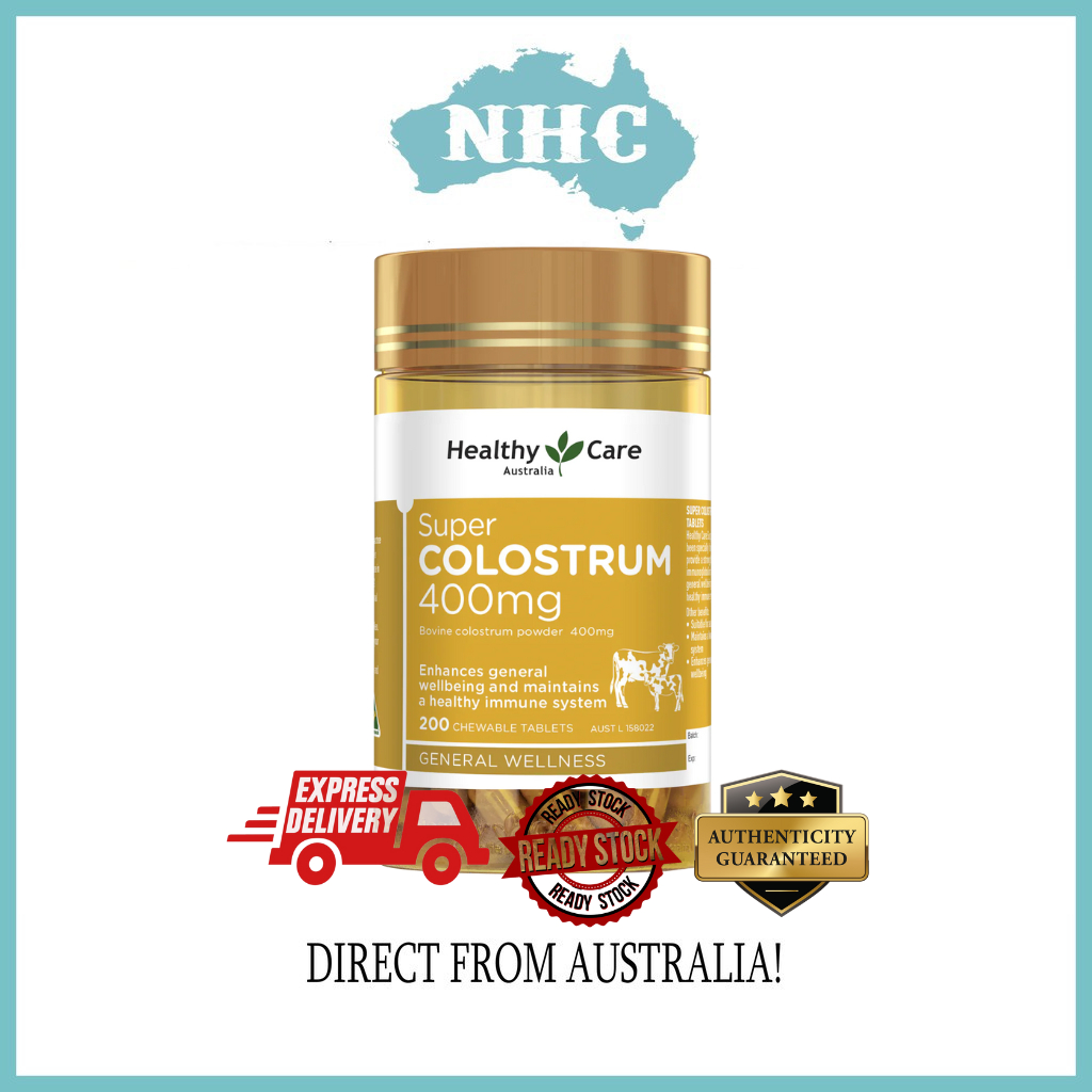 Healthy Care Super Colostrum 400mg 200 Chewable Tablets Exp 02/2026 ...