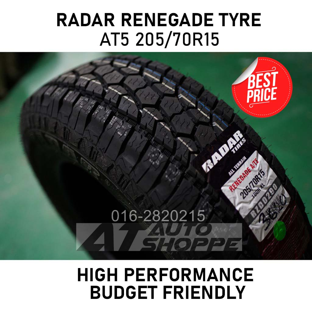 RADAR RENEGADE TYRE A/T5 205 70 15 AT5 2057015 20570R15 TAYAR 4x4 4WD ...