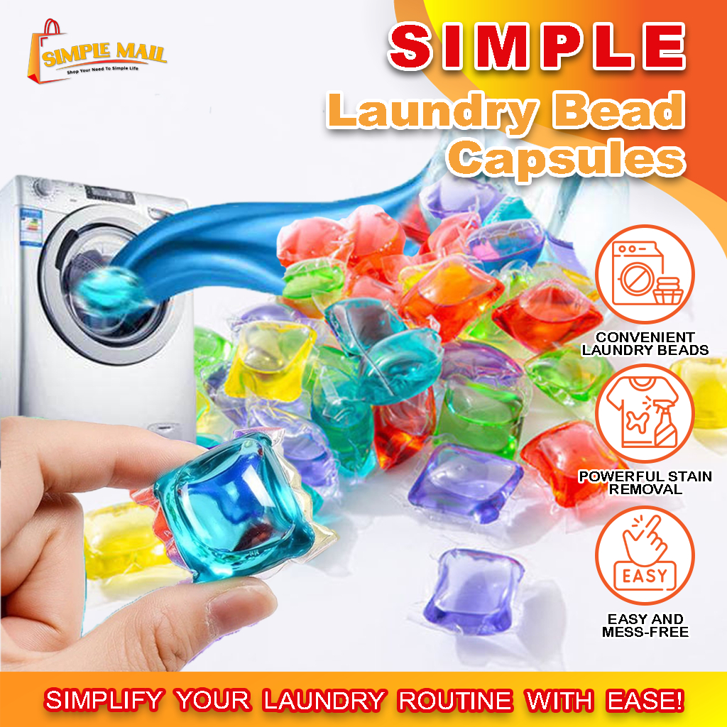 𝗦𝗜𝗠𝗣𝗟𝗘𝗠𝗔𝗟𝗟 𝟯 IN 𝟭 LAUNDRY PODS Beads Detergent Gel Travel Washing ...