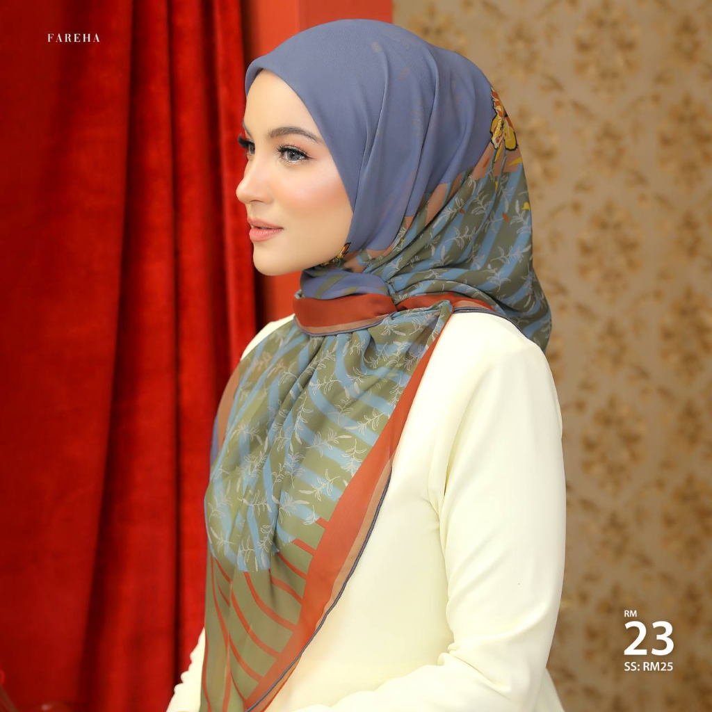 [ Fareha Tropical Edition] Tudung Bawal Terbaru Cotton Chanella Bidang ...