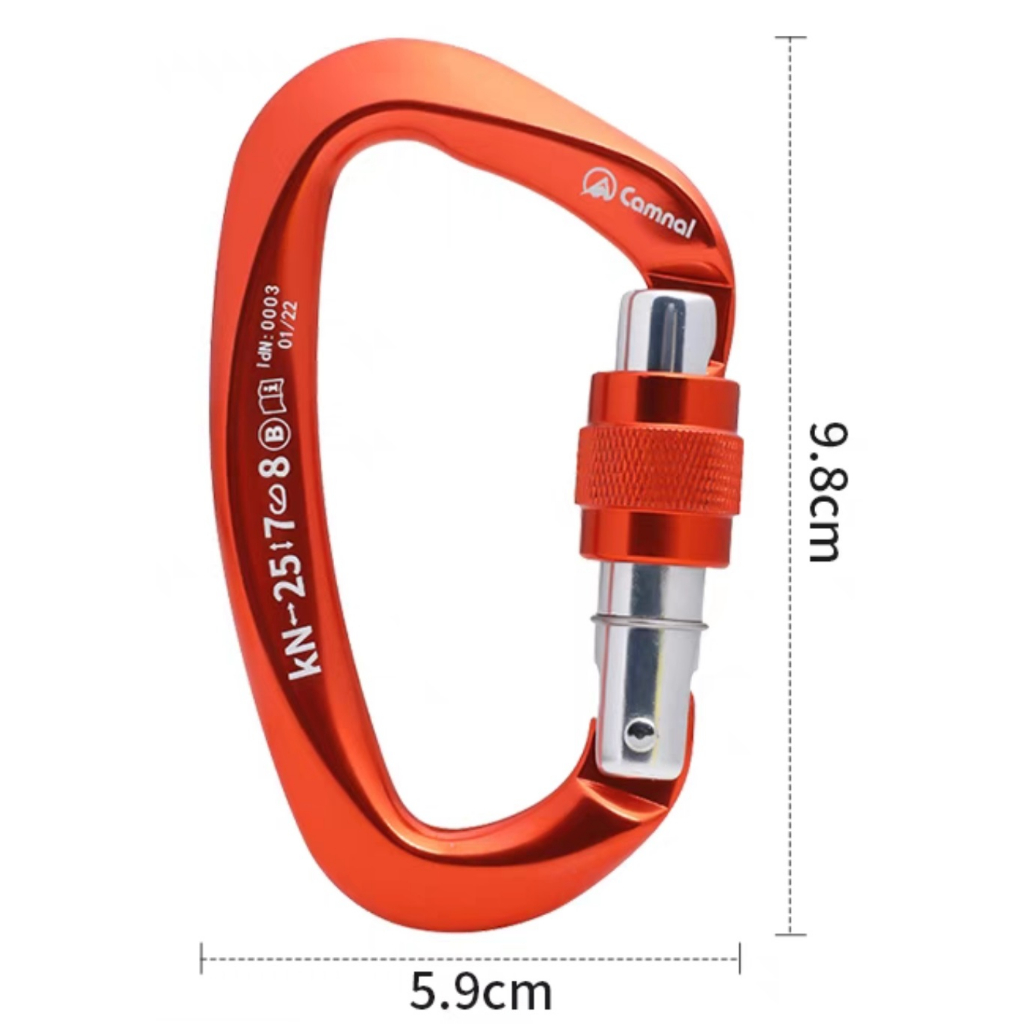 Carabiner Rock Climbing D Shape Screw lock Heavy Duty CE UIAA 25kN Tree Climbing Working at ...