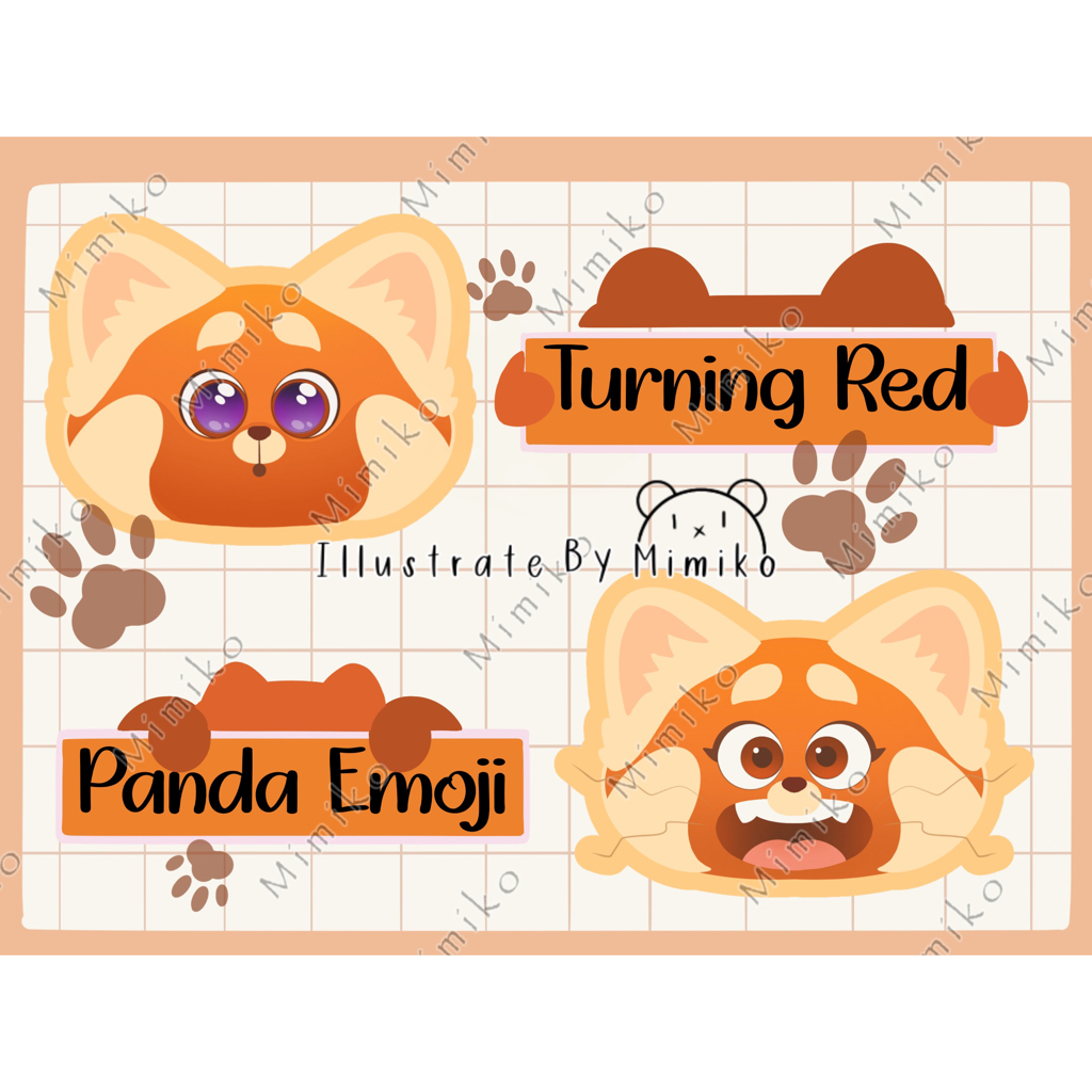 Turning Red Panda Mei Mei Tanuki Die Cut Sticker Set Journaling Emoji ...