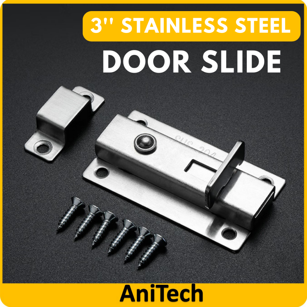 3'' ANITECH Square Bolt Slug Stainless Steel Security Safety Door Latch ...