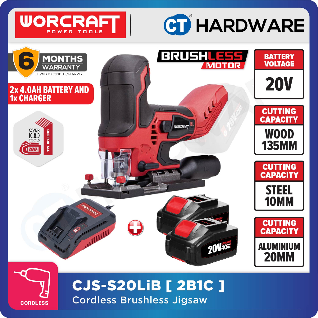 WORCRAFT CJS-S20LiB CORDLESS BRUSHLESS JIG SAW 20V | 26MM | 3800SPM [ CJSS20LiB ] | Shopee Malaysia