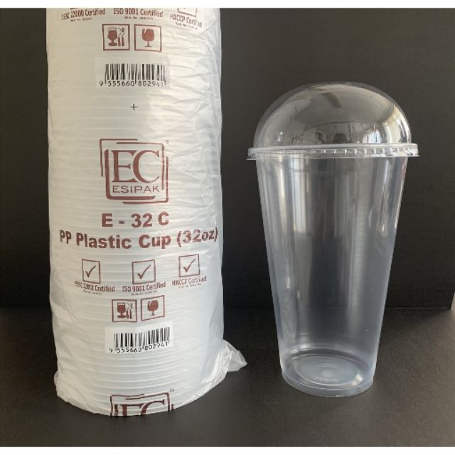 EC 32oz PP Cup with "Dome Lid" [50Sets] Cawan Plastik & penutup Cawan ...