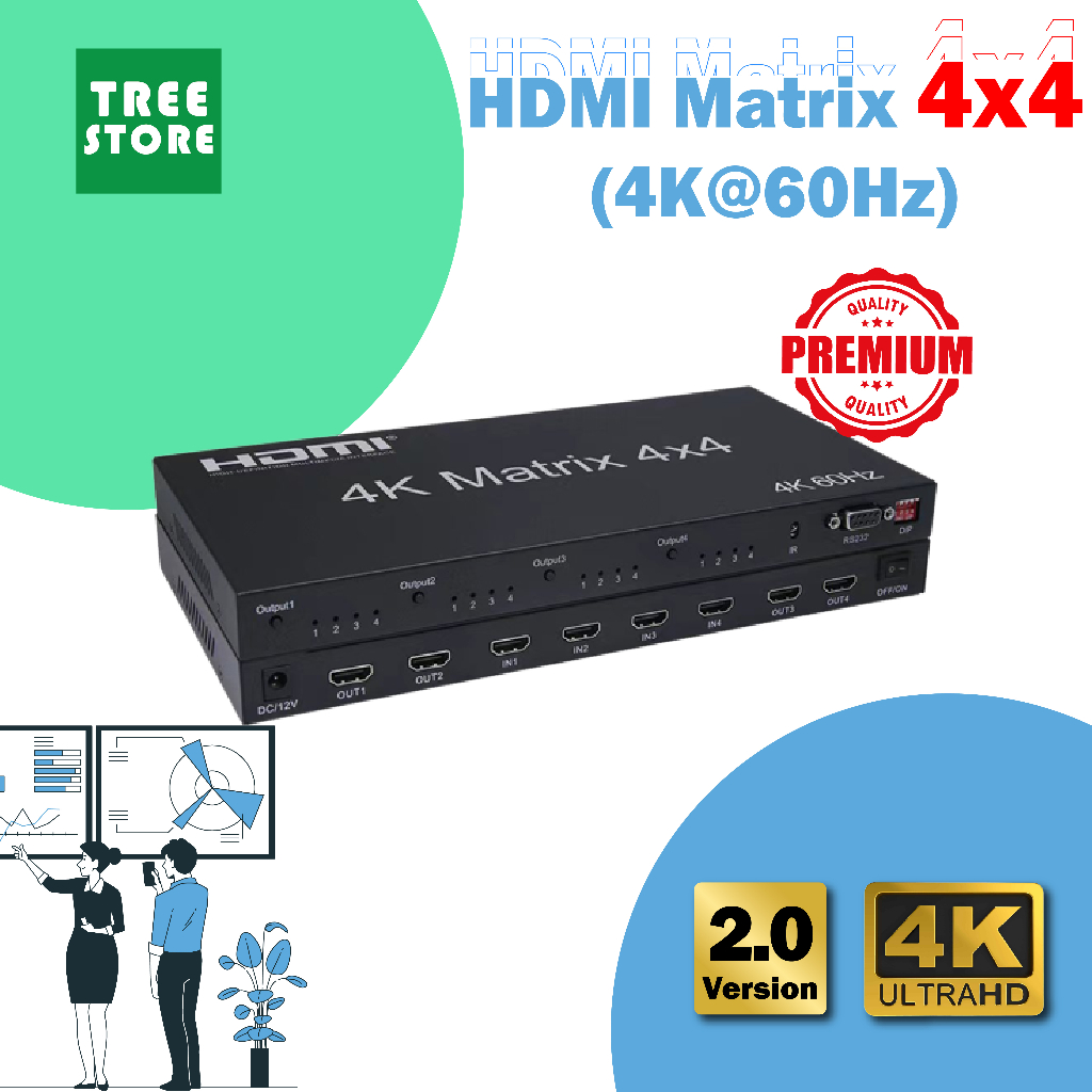 【COMMERCIAL USE】 2.0V HDMI MATRIX 4X4 (4K/60Hz) (4 in 4 out) SWITCHER ...