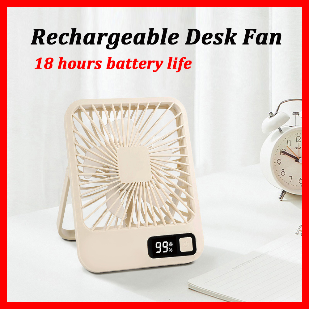 Mini Table Fan Portable Fan USB Rechargeable Small Personal Battery ...