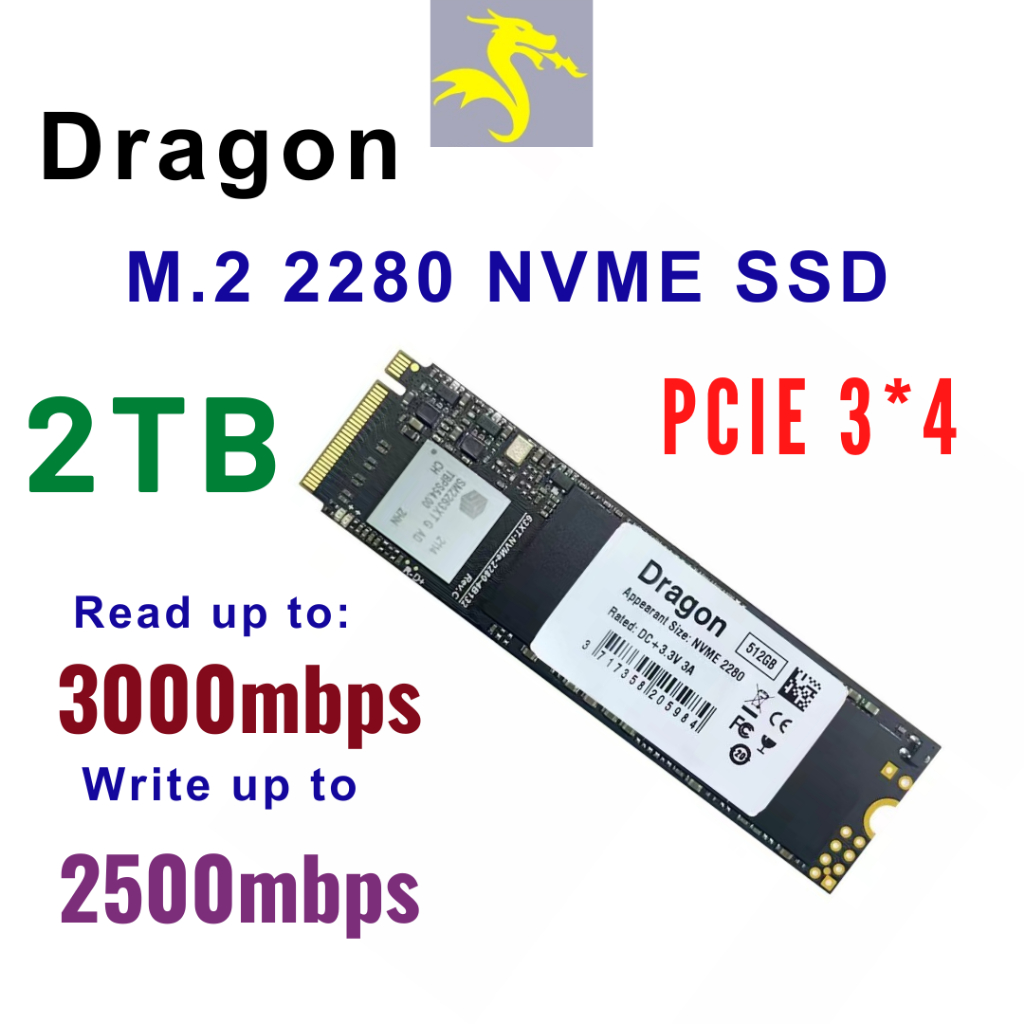 Dragon NVMe M.2 2280 PCIe 3x4 SSD 128GB/256GB/512GB/1TB/2TB for Laptop ...