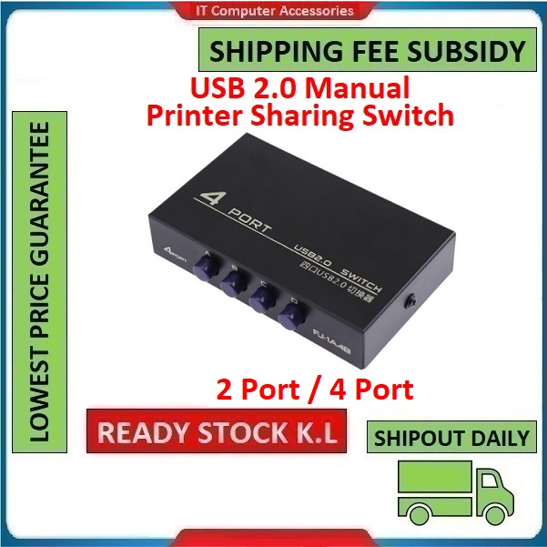 2/4 port Push Button USB 2.0 Sharing Switch Selector for Printer ...