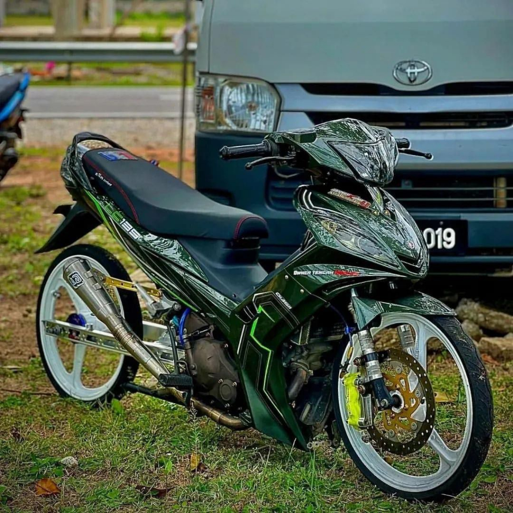 COVERSET BODYSET YAMAHA LC LC135 V1 DNLGM1 ARMY GREEN PATTERN LINE ...