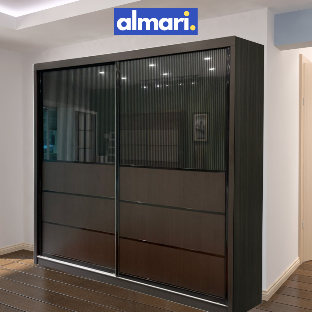FREE INSTALLATION Almari Baju /Wardrobe Sliding Door /Anti-Jump ...