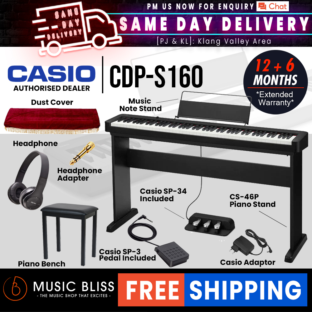 Casio CDP-S160 88-key Digital Piano Home Package - Black / Red (CDPS160 ...
